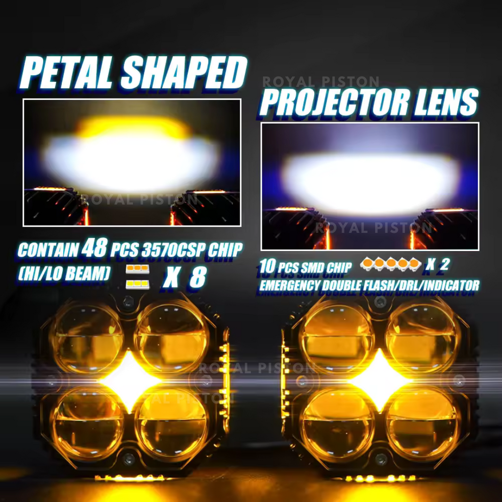 Royal Piston LED Fog Light For Bike | 120W Devil Eye Powerful Flood La