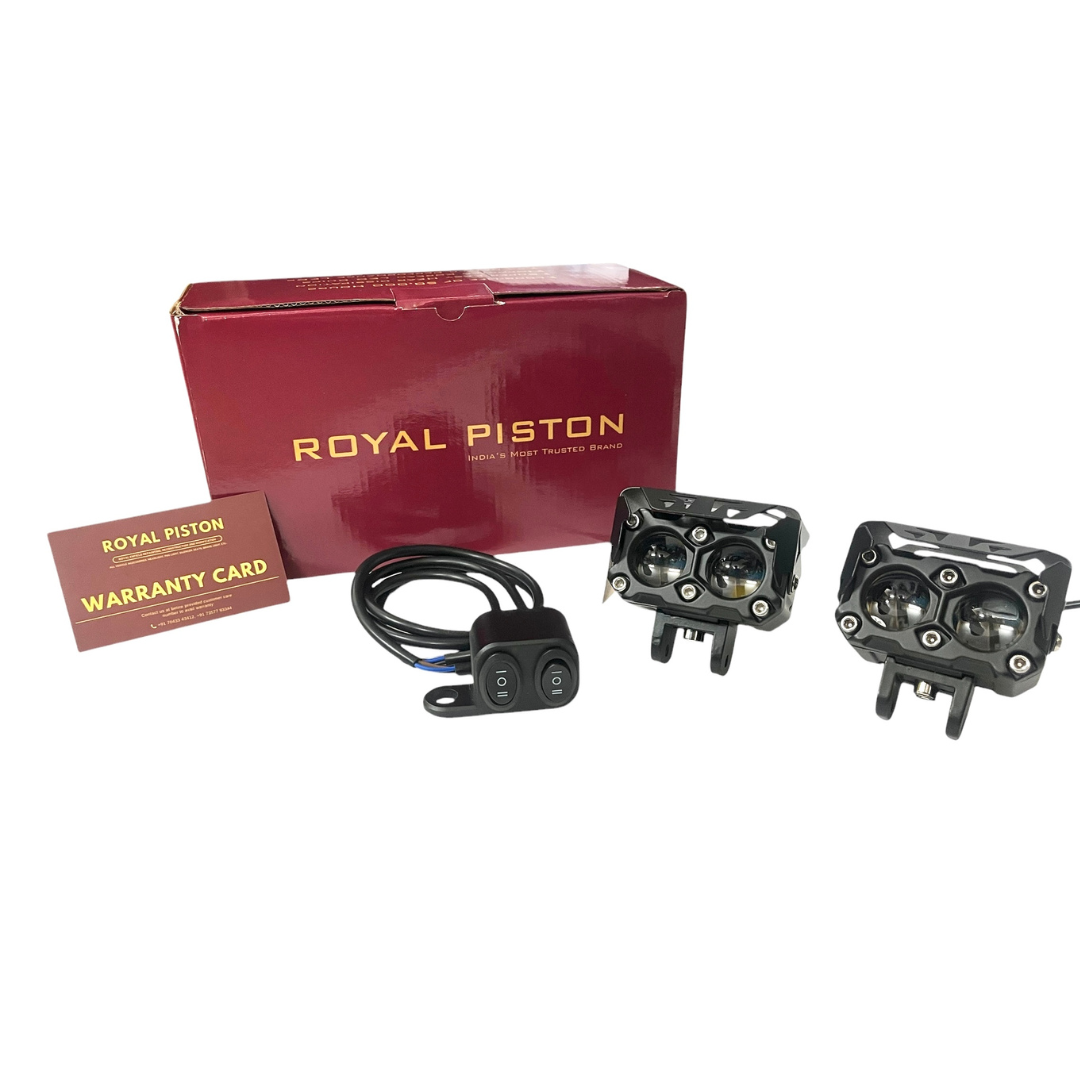 Royal Piston LED Fog Light For Bike | 4 LED Chip Yellow , white and Re